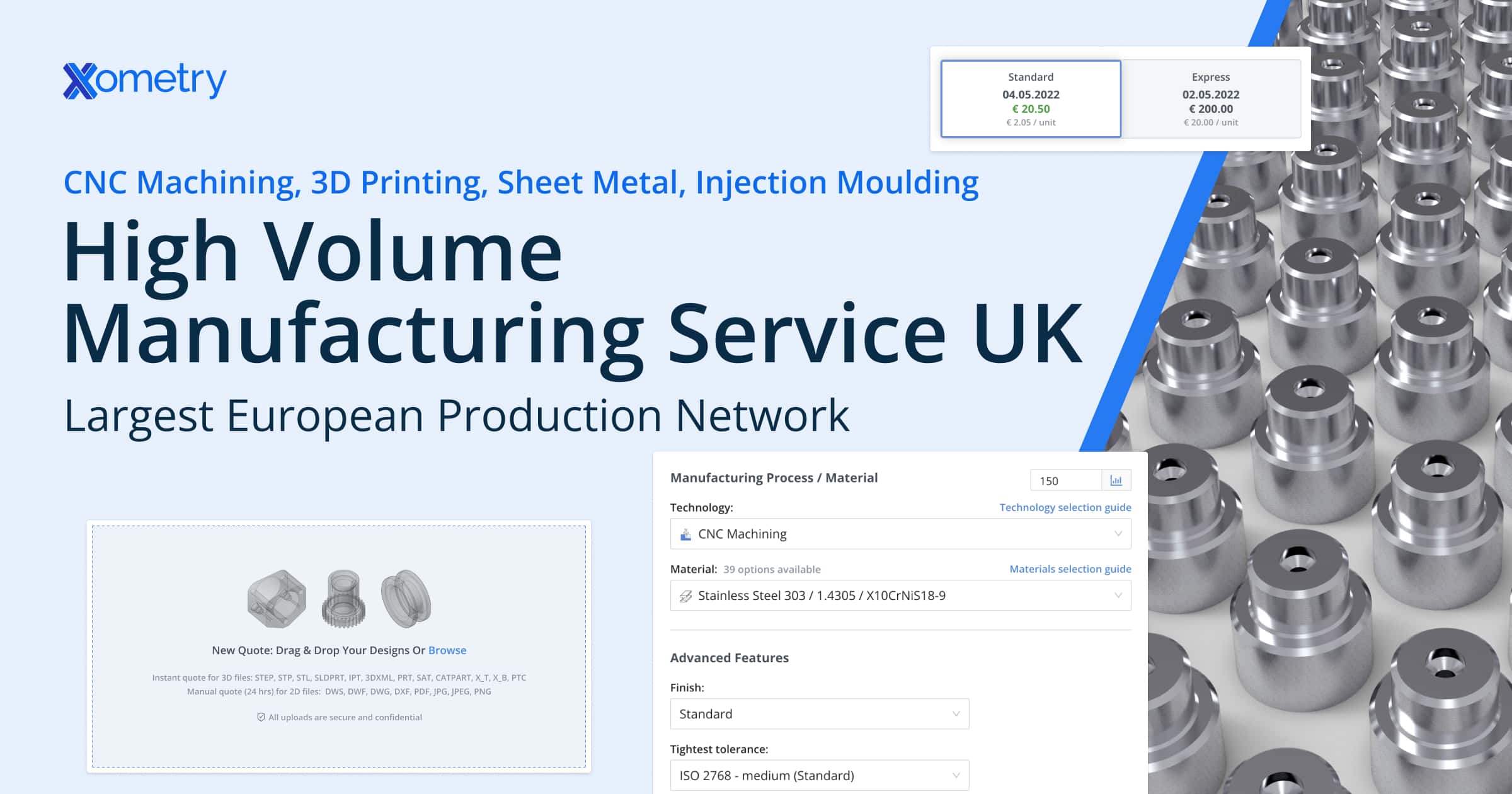 High Volume Production UK | Small & Large Parts | Xometry UK