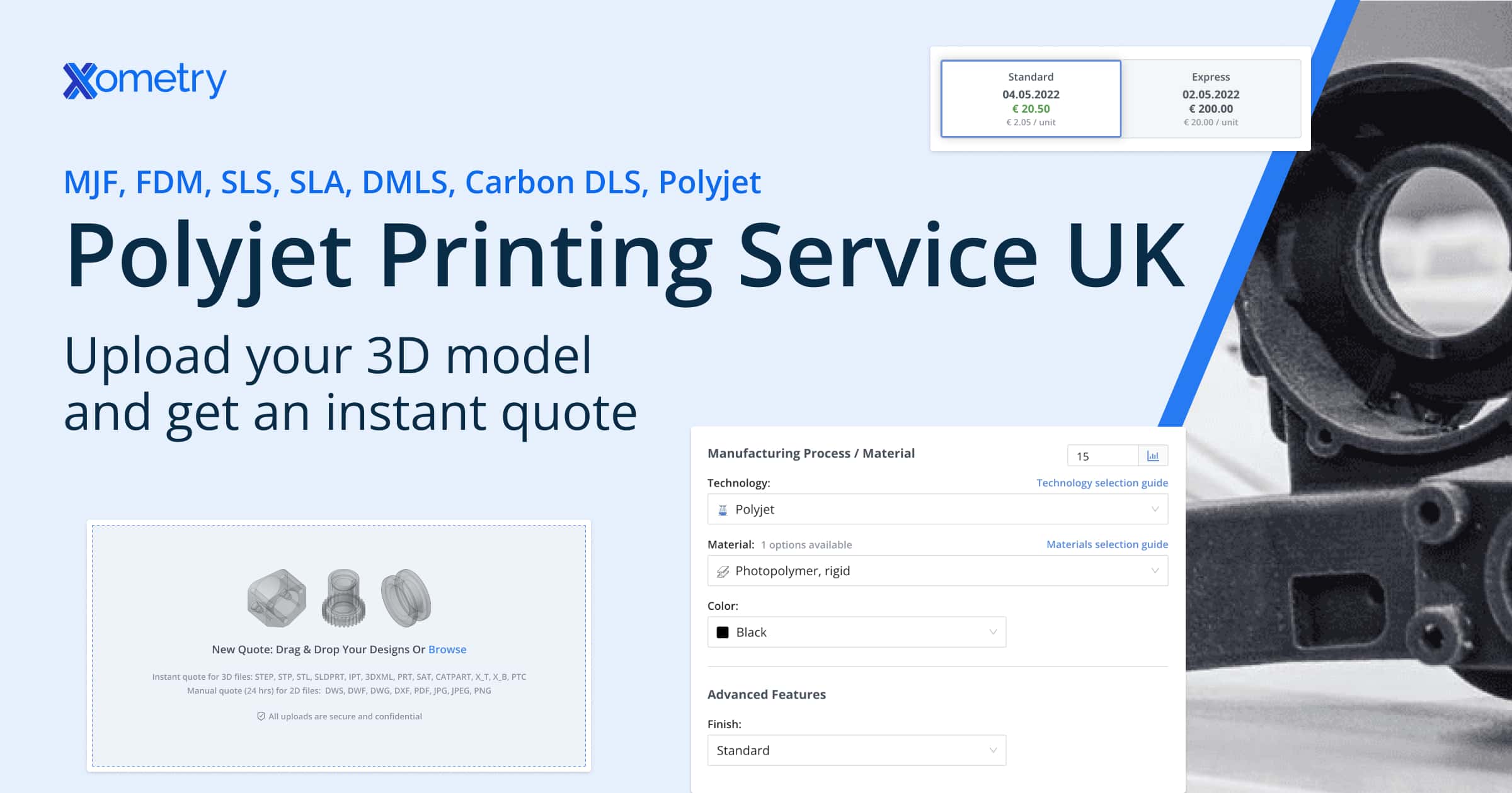 Polyjet 3D Printing Services UK | Free Delivery | Xometry UK